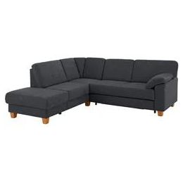 Ecksofa Home Affaire "Belfort L-Form" Sofas Gr. B/H/T: 243cm x 88cm x 91cm, Luxus-Microfaser ALTARA NUBUCK, Ottomane links, mit Bettfunktion-mit Stauraum, grau (anthrazit) mit Federkern, wahlweise Bettfunktion und Stauraum