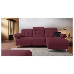 Ecksofa Places of Style "Manhattan L-Form" Sofas Gr. B/H/T: 270cm x 102cm x 168cm, Flachgewebe, Recamiere rechts, lila (chianti) 2 Sitze mit elektrischer Relaxfunktion, verstellbare Armlehnen