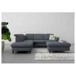 Sit & More Ecksofa SIT & MORE "Maggiore L-Form" Sofas Gr. B/H/T: 261cm x 88cm x 224cm, Soft clean, Ottomane links, ohne Kopfteilverstellung-ohne Bettfunktion-ohne Stauraum-Fussfarbe: Nickel satiniert, grau (dkl.grau) wahlweise mit Kopfteilverstellung, Bettfunktion und Stauraum