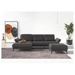 Ecksofa Inosign "Coco L-Form" Sofas Gr. B/H/T: 284 cm x 88 cm x 196 cm, Breitcord, mega-Recamiere links, mit Sitztiefenverstellung-mit Armteilverstellung-mit Kopfteilverstellung-ohne Federkern, grau Sitztiefen-, Arm- und Kopfteilverstellung, Cord-Bezug, Fußhöhe 15 cm