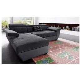 Ecksofa COTTA "Speedway L-Form" Sofas Gr. B/H/T: 265cm x 79cm x 102cm, Kunstleder SOFTLUX-Struktur, Recamiere links, mit Bettfunktion-mit Bettkasten-mit Kopfteilverstellung, schwarz (schwarz/schwarz) inklusive Kopfteilverstellung, wahlweise mit Bettfunktion + Bettkasten