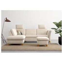 Ecksofa Home Affaire "Trelleborg L-Form" Sofas Gr. B/H/T: 252cm x 86cm x 213cm, Breitcord, Ottomane links, mit Bettfunktion-mit Stauraum, beige (creme) wahlweise mit Bettfunktion und Bettkasten, inkl. Federkern-Polsterung