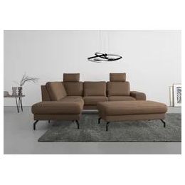 Sit & More Ecksofa SIT & MORE "Cinturo L-Form" Sofas Gr. B/H/T: 260cm x 91cm x 226cm, Luxus-Microfaser TORO, Ottomane links, inklusive Sitztiefenverstellung-inklusive Federkern, braun inklusive Sitztiefenverstellung und Federkern, Sitzhöhe 48 cm