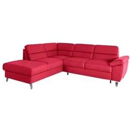 Sit & More Ecksofa SIT & MORE "Sorano L-Form" Sofas Gr. B/H/T: 249cm x 88cm x 212cm, Flachgewebe, Ottomane links, mit Bettfunktion, rot wahlweise mit Bettfunktion und Bettkasten