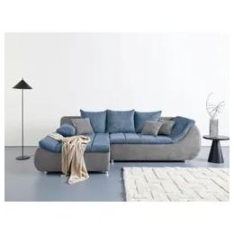 Ecksofa Inosign "Imola L-Form" Sofas Gr. B/H/T: 271cm x 90cm x 104cm, Microfaser-Struktur, Recamiere links, ohne Bettfunktion, bunt (hellgrau/blau)