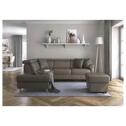 Sit & More Ecksofa SIT & MORE "Freetown L-Form" Sofas Gr. B/H/T: 252cm x 84cm x 216cm, Luxus-Microfaser, Ottomane links, ohne Bettfunktion-ohne Stauraum, grau (taupe) inklusive Kopfteilverstellung und komfortablem Federkern