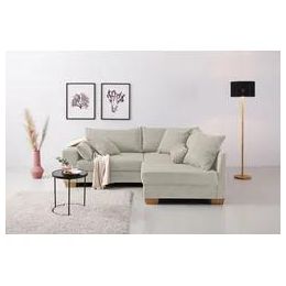 Ecksofa Home Affaire "Helena II, L-Form" Sofas Gr. B/H/T: 227 cm x 77 cm x 190 cm, Cord, Ottomane rechts, mit Bettfunktion, beige (natur) Mit Federkern, wahlweise mit Bett und Taschenfederkern