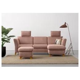 Ecksofa Home Affaire "Trelleborg L-Form" Sofas Gr. B/H/T: 249cm x 86cm x 162cm, Feincord, Recamiere rechts, ohne Bettfunktion-ohne Bettkasten, rosa (altrosa) wahlweise mit Bettfunktion und Bettkasten, inkl. Federkern-Polsterung