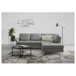 Ecksofa Inosign "Palm Beach L-Form" Sofas Gr. B/H/T: 259cm x 89cm x 224cm, Luxus-Microfaser Euphoria, Ottomane rechts, mit Sitztiefenverstellung-ohne Bettfunktiom-ohne Stauraum-ohne Armteilverstellung, grau Federkern, mit Sitztiefenverstellung, wahlweise Bettfunktion