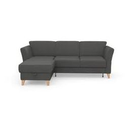 Sit & More Ecksofa SIT & MORE "Visby L-Form" Sofas Gr. B/H/T: 248cm x 87cm x 162cm, Luxus-Microfaser Paris, Recamiere links, mit Bettfunktion-mit Bettkasten, grau Wahlweise mit Bettfunktion und Bettkasten, frei im Raum stellbar