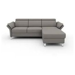 Sit & More Ecksofa SIT & MORE "Vincenzo L-Form" Sofas Gr. B/H/T: 252cm x 84cm x 165cm, Luxus-Microfaser, Recamiere rechts, mit Kopfteilverstellung-mit Bettfunktion, grau (steelgrau) inklusive Kopfteilverstellung, wahlweise mit Bettfunktion, Bettkasten