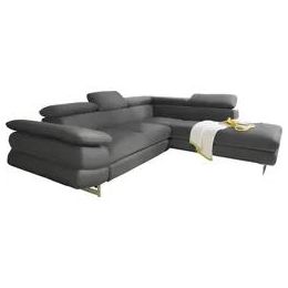 Ecksofa Inosign "Solution L-Form" Sofas Gr. B/H/T: 279cm x 73cm x 228cm, Kunstleder SOFTLUX, Ottomane rechts, ohne Bettfunktion, grau wahlweise mit Bettfunktion