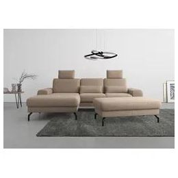 Sit & More Ecksofa SIT&MORE "Cinturo L-Form" Sofas Gr. B/H/T: 283 cm x 91 cm x 175 cm, Soft clean, mega-Recamiere links, inklusive Sitztiefenverstellung-inklusive Federkern, grau (taupe) inklusive Sitztiefenverstellung und Federkern, Sitzhöhe 48 cm