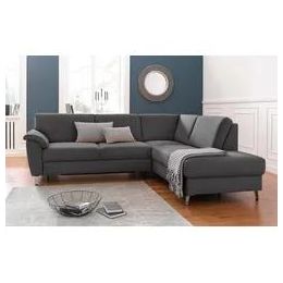 Sit & More Ecksofa SIT & MORE "Texel L-Form" Sofas Gr. B/H/T: 250cm x 87cm x 201cm, Struktur, Ottomane rechts, mit Bettfunktion, grau (dunkelgrau) mit Federkern, wahlweise Bettfunktion und Bettkasten