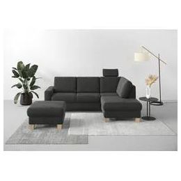 Ecksofa Home Affaire "Summer L-Form" Sofas Gr. B/H/T: 236 cm x 91 cm x 170 cm, Feincord, Ottomane rechts, ohne Bettfunktion-ohne Bettkasten-mit Federkern, grau (anthrazit) mit Ottomane, wahlweise Bettfunktion und Bettkasten, Cord-Bezug