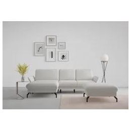 Sit & More Ecksofa SIT & MORE "Fashion L-Form" Sofas Gr. B/H/T: 253cm x 84cm x 165cm, Soft clean, Recamiere links, mit Kopfteilverstellung-mit Vorziehsitz, motorisch-mit Metallfuesse schwarz matt, grau (hellgrau) wahlweise mit Kopfteilverstellung und Vorziehsitz, motorisch