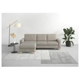 Ecksofa Home Affaire "Summer L-Form" Sofas Gr. B/H/T: 249 cm x 91 cm x 164 cm, Feincord, Recamiere links, mit Bettfunktion-mit Bettkasten-ohne Federkern, grau (steel) mit Recamiere, oder ohne Bettfunktion und Bettkasten, Cord-Bezug