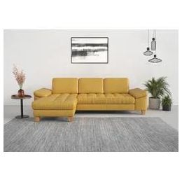 Sit & More Ecksofa SIT & MORE "Westham L-Form" Sofas Gr. B/H/T: 275cm x 88cm x 172cm, Microfaser, Recamiere links, ohne Bettfunktion-ohne Bettkasten-ohne Armlehnfunktion-ohne Sitztiefenverstellung-mit Federkern, gelb (dijon) mit Recamiere, oder ohne Bettfunktion, Bettkasten, Füße Eiche