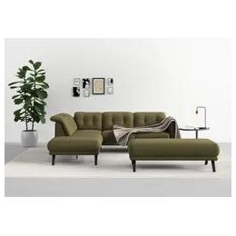 Sit & More Ecksofa SIT & MORE "Scandia L-Form" Sofas Gr. B/H/T: 271cm x 82cm x 214cm, Struktur weich, Ottomane links, Ohne Kopfteilverstellung-Ohne Armteilfunktion-Mit schwarzen matten Metallfüßen, grün (olive) Wahlweise mit Kopfteilverstellung und Armteilfunktion