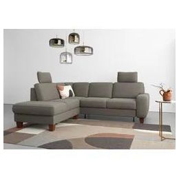 Ecksofa Home Affaire "Vision L-Form" Sofas Gr. B/H/T: 240cm x 90cm x 215cm, Luxus-Microfaser Euphoria, Ottomane links, mit Bettfunktion-mit Stauraum, braun (schlamm) wahlweise mit Bettfunktion und Stauraum, auch in Easy Care-Bezug