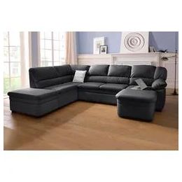 Wohnlandschaft COTTA "Casino U-Form" Sofas Gr. B/H/T: 313cm x 98cm x 95cm, Luxus-Kunstleder, Ottomane links, ohne Bettfunktion, schwarz wahlweise mit Bettfunktion