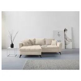 Ecksofa Inosign "Lörby L-Form" Sofas Gr. B/H/T: 246cm x 90cm x 170cm, Aqua Clean Pascha, Recamiere links, Aqua Clean Pascha, beige (natur) Belastbarkeit bis 140kg pro Sitzplatz, auch mit Aqua clean-Bezug