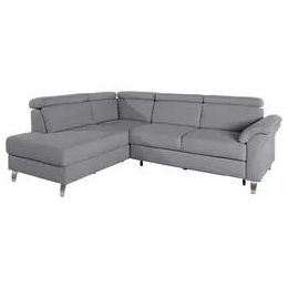 Sit & More Ecksofa SIT & MORE "Arngast L-Form" Sofas Gr. B/H/T: 245cm x 84cm x 194cm, Struktur, Ottomane links, mit Bettfunktion-ohne Bettkasten, grau inklusive Kopfteilverstellung und Federkern