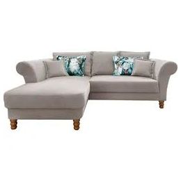 Ecksofa Home Affaire "Tassilo L-Form" Sofas Gr. B/H/T: 262cm x 95cm x 198cm, Chenille-Struktur, Recamiere links, REC-2, grau (hellgrau)