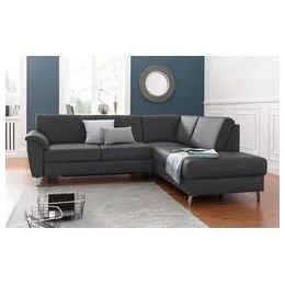 Sit & More Ecksofa SIT & MORE "Texel L-Form" Sofas Gr. B/H/T: 250cm x 87cm x 201cm, Kunstleder SOFTLUX, Ottomane rechts, ohne Funktion, schwarz mit Federkern, wahlweise Bettfunktion und Bettkasten