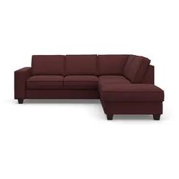 Ecksofa Home Affaire "County L-Form" Sofas Gr. B/H/T: 236cm x 81cm x 213cm, Luxus-Microfaser weich, Ottomane rechts, mit Bettfunktion-mit Bettkasten, lila (chianti) wahlweise Ottomane links oder rechts, mit Federkern-Polsterung