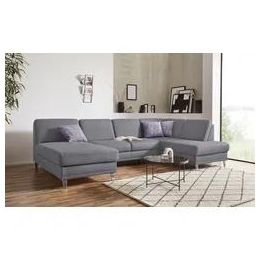 Sit & More Wohnlandschaft SIT & MORE "Clio U-Form", grau, B:319cm H:89cm T:190cm, Sofas, wahlweise mit Bettfunktion und Bettkasten, inklusive Federkern