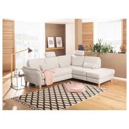 Ecksofa Home Affaire "Palace L-Form" Sofas Gr. B/H/T: 259cm x 89cm x 225cm, Struktur fein, Ottomane rechts, mit Bettfunktion-mit Stauraum, beige (natur) incl. Sitztiefenverstellung, wahlweise mit Bettfunktion und Stauraum