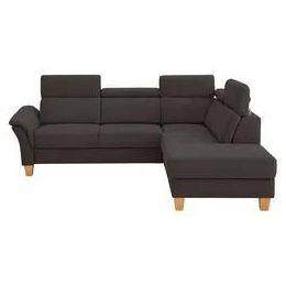 Ecksofa Home Affaire "Conville L-Form" Sofas Gr. B/H/T: 247cm x 84cm x 217cm, Luxus-Microfaser Euphoria, Ottomane rechts, inkl.Kopfteilverstellung, mit Bettfunktion und Stauraum, grau (fango) Federkern, wahlweise mit Bettfunktion und Bettkasten bzw. Stauraum