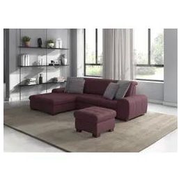 Sit & More Ecksofa SIT&MORE "Luxor L-Form" Sofas Gr. B/H/T: 275 cm x 82 cm x 173 cm, Luxus-Microfaser ALTARA NUBUCK, mega-Recamiere links, mit Bettfunktion-mit Bettkasten-mit Kopfteilverstellung, lila (aubergine) wahlweise mit Bettfunktion, Bettkasten und Kopfteilverstellung