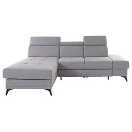 Ecksofa Inosign "Cardiz L-Form" Sofas Gr. B/H/T: 246 cm x 83 cm x 173 cm, Samtoptik, Recamiere links, mit Bettfunktion-mit Bettkasten, grau (hellgrau) inkl.Kopfteilverstellung und Federkern wahlweise mit Bettfunktion