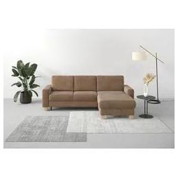 Ecksofa Home Affaire "Summer L-Form" Sofas Gr. B/H/T: 249cm x 91cm x 164cm, Breitcord, Recamiere rechts, mit Bettfunktion-mit Bettkasten-ohne Federkern, braun (latte) mit Recamiere, oder ohne Bettfunktion und Bettkasten, Cord-Bezug