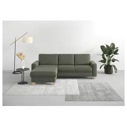 Ecksofa Home Affaire "Summer L-Form" Sofas Gr. B/H/T: 249cm x 91cm x 164cm, Feincord, Recamiere links, ohne Bettfunktion-ohne Bettkasten-mit Federkern, grün (olive) mit Recamiere, oder ohne Bettfunktion und Bettkasten, Cord-Bezug