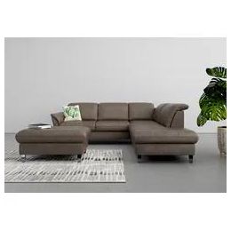 Sit & More Ecksofa SIT & MORE "Maggiore L-Form" Sofas Gr. B/T: 261cm x 224cm, Luxus-Microfaser, Ottomane rechts, mit Kopfteilverstellung-ohne Bettfunktion-ohne Stauraum-Fussfarbe: Nickel satiniert, braun wahlweise mit Kopfteilverstellung, Bettfunktion und Stauraum