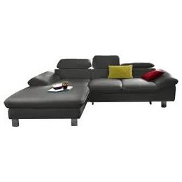 Ecksofa COTTA "Driver L-Form" Sofas Gr. B/H/T: 268cm x 73cm x 169cm, Kunstleder SOFTLUX, Recamiere links, mit Kopfteilverstellung-ohne Bettfunktion und Bettkasten, grau (fango) inkl. Kopfteilverstellung, wahlweise mit Bettfunktion