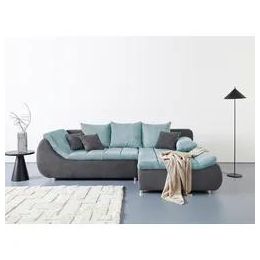 Ecksofa Inosign "Imola L-Form" Sofas Gr. B/H/T: 271cm x 90cm x 104cm, Microfaser-Struktur, Recamiere rechts, ohne Bettfunktion, grün (anthrazit, mint)