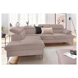 Ecksofa COTTA "Caluso L-Form" Sofas Gr. B/H/T: 256cm x 74cm x 208cm, Microfaser PRIMABELLE, Ottomane links, ohne Bettfunktion-ohne Bettkasten-mit Kopfteilverstellung, braun (mud) inklusive Kopfteilverstellung, wahlweise mit Bettfunktion