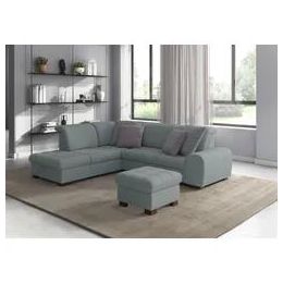 Sit & More Ecksofa SIT & MORE "Luxor L-Form" Sofas Gr. B/H/T: 259cm x 82cm x 224cm, Struktur fein, Ottomane links, mit Bettfunktion-mit Stauraum bei Ottomane-mit Kopfteilverstellung, blau (aqua) wahlweise mit Bettfunktion, Stauraum und Kopfteilverstellung