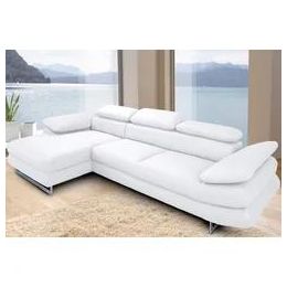 Ecksofa Inosign "Solution L-Form" Sofas Gr. B/H/T: 286cm x 73cm x 167cm, Kunstleder SOFTLUX, ohne Bettfunktion, Recamiere links, weiß (altweiß) wahlweise mit Bettfunktion