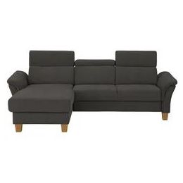 Ecksofa Home Affaire "Conville L-Form" Sofas Gr. B/H/T: 256cm x 84cm x 167cm, Webstoff, Recamiere links, inkl.Kopfteilverstellung, mit Bettfunktion und Bettkasten, braun (espresso) Federkern, wahlweise mit Bettfunktion und Bettkasten bzw. Stauraum