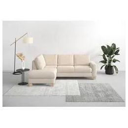 Ecksofa Home Affaire "Summer L-Form" Sofas Gr. B/H/T: 236 cm x 91 cm x 170 cm, Breitcord, Ottomane links, ohne Bettfunktion-ohne Bettkasten-mit Federkern, beige (creme) mit Ottomane, wahlweise Bettfunktion und Bettkasten, Cord-Bezug