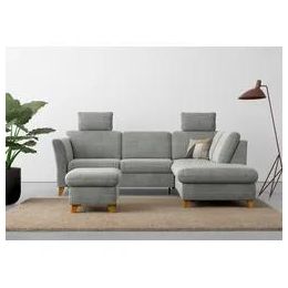 Ecksofa Home Affaire "Trelleborg L-Form" Sofas Gr. B/H/T: 252 cm x 86 cm x 213 cm, Breitcord, Ottomane rechts, mit Bettfunktion-mit Stauraum, silberfarben (silber) wahlweise mit Bettfunktion und Bettkasten, inkl. Federkern-Polsterung