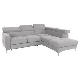 Ecksofa COTTA "Sammy L-Form", grau, B:242cm H:74cm T:207cm, Struktur (100% Polyester ), Chenille (90% Polyester; 10% Polyamid ), Sofas, inklusive Kopfteilverstellung, wahlweise mit Bettfunktion