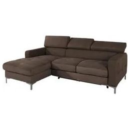 Ecksofa COTTA "Sammy L-Form" Sofas Gr. B/H/T: 226cm x 74cm x 169cm, Chenille, Recamiere links, mit Kopfteilverstellung, braun (espresso) inklusive Kopfteilverstellung, wahlweise mit Bettfunktion