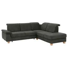 Ecksofa Home Affaire "Dalia L-Form" Sofas Gr. B/H/T: 256cm x 83cm x 221cm, Luxus-Microfaser Florence, Ottomane rechts, ohne Bettfunktion-ohne Bettkasten-ohne Kopfteilverstellung, grau (anthrazit) mit Federkernpolsterung, wahlweise Bettfunktion, Bettkasten