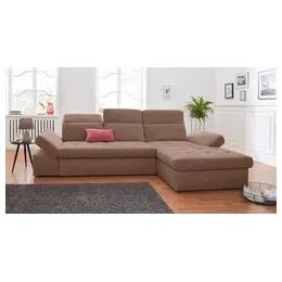 Sit & More Ecksofa SIT & MORE "Stardust L-Form" Sofas Gr. B/H/T: 302cm x 77cm x 189cm, Luxus-Microfaser 1, Recamiere rechts, mit Kopfteilverstellung-mit Armlehnfunktion, braun wahlweise mit Bettfunktion und Bettkasten